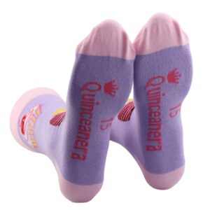 pxtidy quinceañera socks 15th teenager birthday gift quinceanera girl sweet 15 gift fifteen gift for 15 year old girl