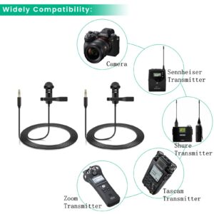 2 Pack Lavalier Microphone Compatible with DJI Mic 2 & Rode Wireless Pro/Wireless GO 2 / II Transmitters - Omnidirectional Lav Lapel Wearable Mic for Vlog Interview Streaming Lectures Broadcasters