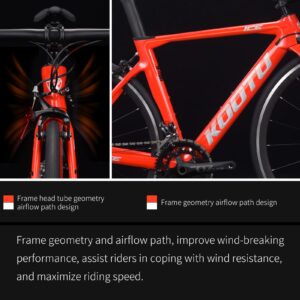 KOOTU Carbon Road Bike, Carbon Fiber Frame Road Bicycles 700C Wheels Racing Bike with SORA R3000 18 Speeds Groupset Ultra-Light Bicycle