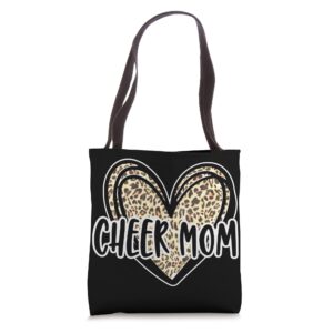 cheer mom shirt, leopard cheetah heart watercolor design tote bag