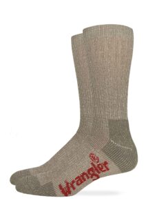 wrangler mens ultra dri cushion mid calf boot socks 2 pair pack (taupe)