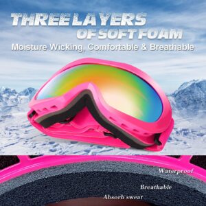 EXP VISION Ski Goggles Anti-Fog Child Snowboard Goggles with UV Protection, Over The Glasses Snow Goggles for Adult Kids