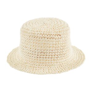 mud pie women woven bucket hat, cream, one size