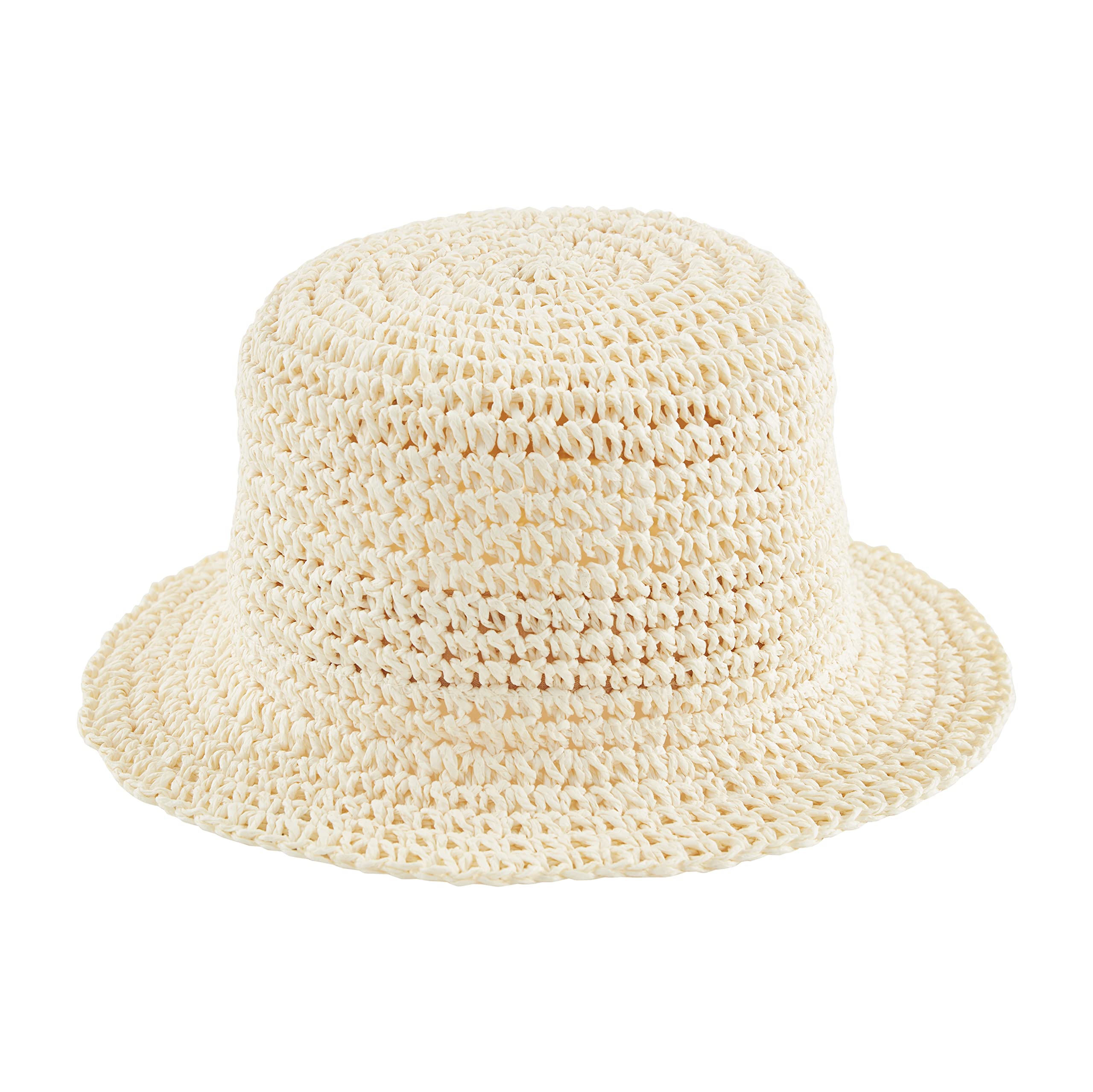 Mud Pie Women Woven Bucket Hat, Cream, One Size