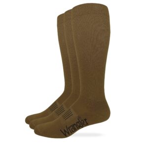 wrangler mens ultra dri seamless toe western boot socks 3 pair pack (as1, alpha, l, regular, regular, coyote, large)