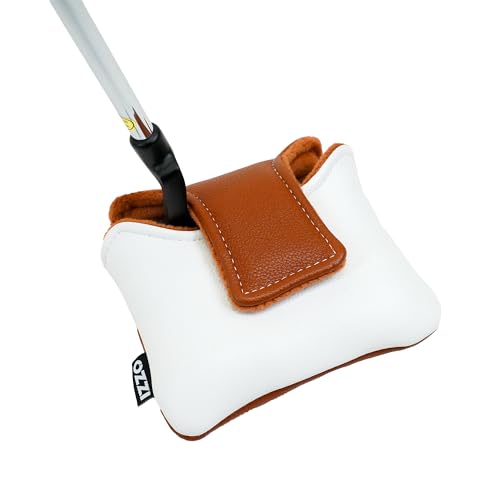 IZZO Golf Mallet Putter Headcover Camel/White - Putter Headcover for Your Mallet Putter, Mallet Style Head Cover