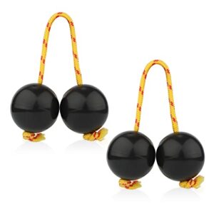 2 pairs of aslatuas rhythmic ball, kashaka shaker instrument classical african shaker rattle hand percussion for kids adults weddings parties musical class (black)