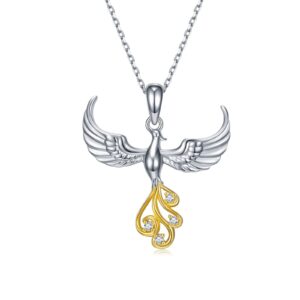 cvravo phoenix necklace 925 sterling silver rising phoenix pendant necklace bird pendant jewelry for women mom daughter