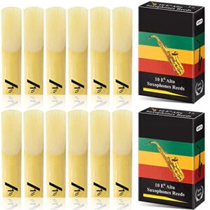 20 pieces alto saxophone sax reeds alto saxophone reeds bamboo saxophone reeds with individual case for clarinet soprano or alto sax (1.5 in strength)