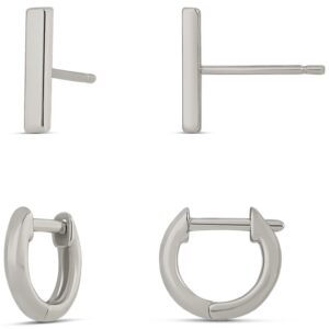 amazon essentials sterling silver stud & hoop set, sterling silver