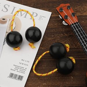 2 Pairs of Aslatuas Rhythmic Ball, Kashaka Shaker Instrument Classical African Shaker Rattle Hand Percussion for Kids Adults Weddings Parties Musical Class (Black)