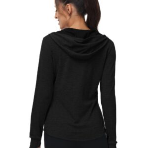 TBMPOY Womens UPF 50+ Sun Protection Hoodie Jackets Light Weight Long Sleeve Shirts Hiking Outdoor Full Zip Tops Black L