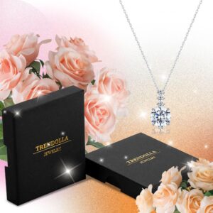 Trendolla 14k Gold Plated 925 Sterling Silver Pendant Necklace with Solitaire Cubic Zirconia Necklace for Women (Only You Necklace-White Gold)