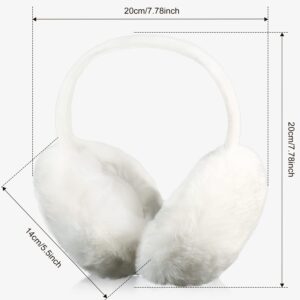 KINBOM Women Winter Earmuffs, Cute Faux Furry Ear Muffs Winter Warm Foldable Ear Covers for Cold Weather Outdoor Winter Women Girls (White)