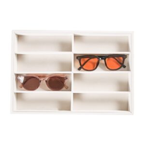 pangkeep 8 grid sunglass organizer,glasses holder,beige eyeglass display tray,glasses storage organizer for men women.