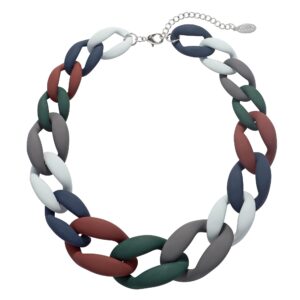 bocar acrylic link chain necklace chunky trendy choker for women teens girls (nk-10673-cold mix)