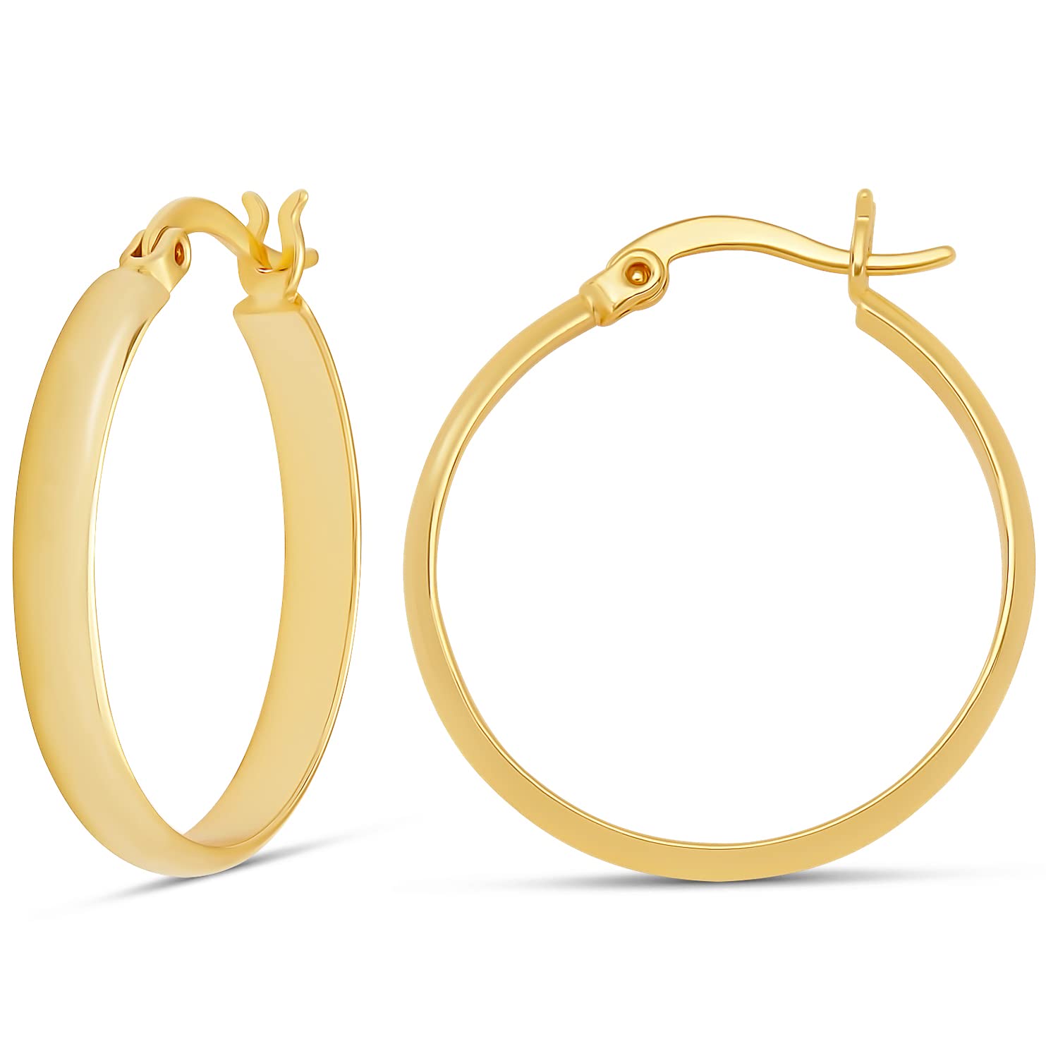 Amazon Essentials 14K Gold Plated Chunky Rounded Hoop 25mm, Yellow Gold