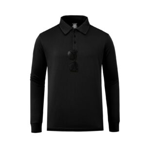 mens mositure wicking sun protection long sleeve polo shirt black-4xl