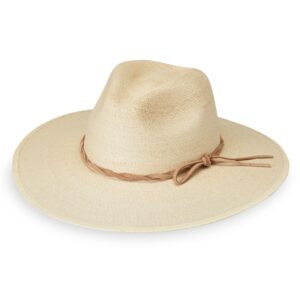 wallaroo hat company – women’s tulum fedora – upf 50+ sun protection, wide brim natural fiber sun hat for medium crown sizes – sun-smart straw hat for beach getaways and outdoor adventures (natural)