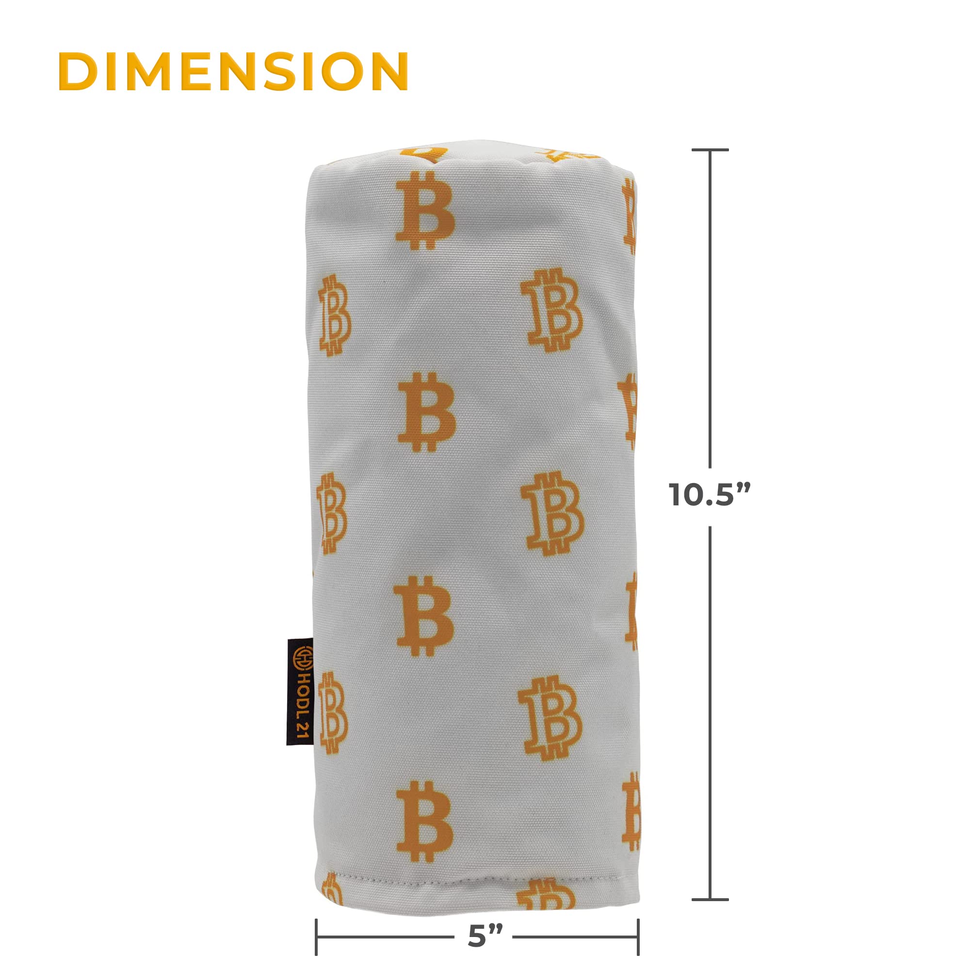 Golf Club Driver Headcover- Premium Bitcoin Barrel Style Golf Driver Head Covers- Durable Golf Club Cover Fits Most Drivers- Protective Golf Driver Head Cover for up to 460 cc Driver Woods