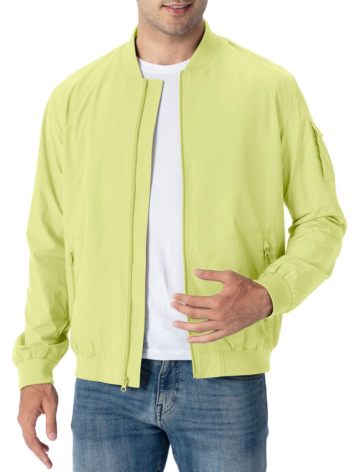 Rdruko Men's Lightweight Bomber Jacket Casual Stylish Fashion Coat Windbreaker(Lemon, US M)