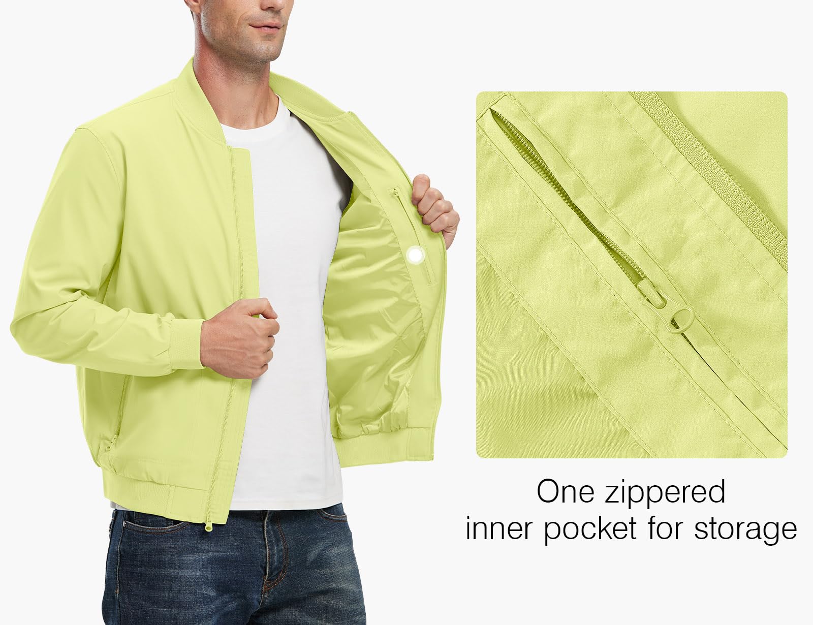 Rdruko Men's Lightweight Bomber Jacket Casual Stylish Fashion Coat Windbreaker(Lemon, US M)