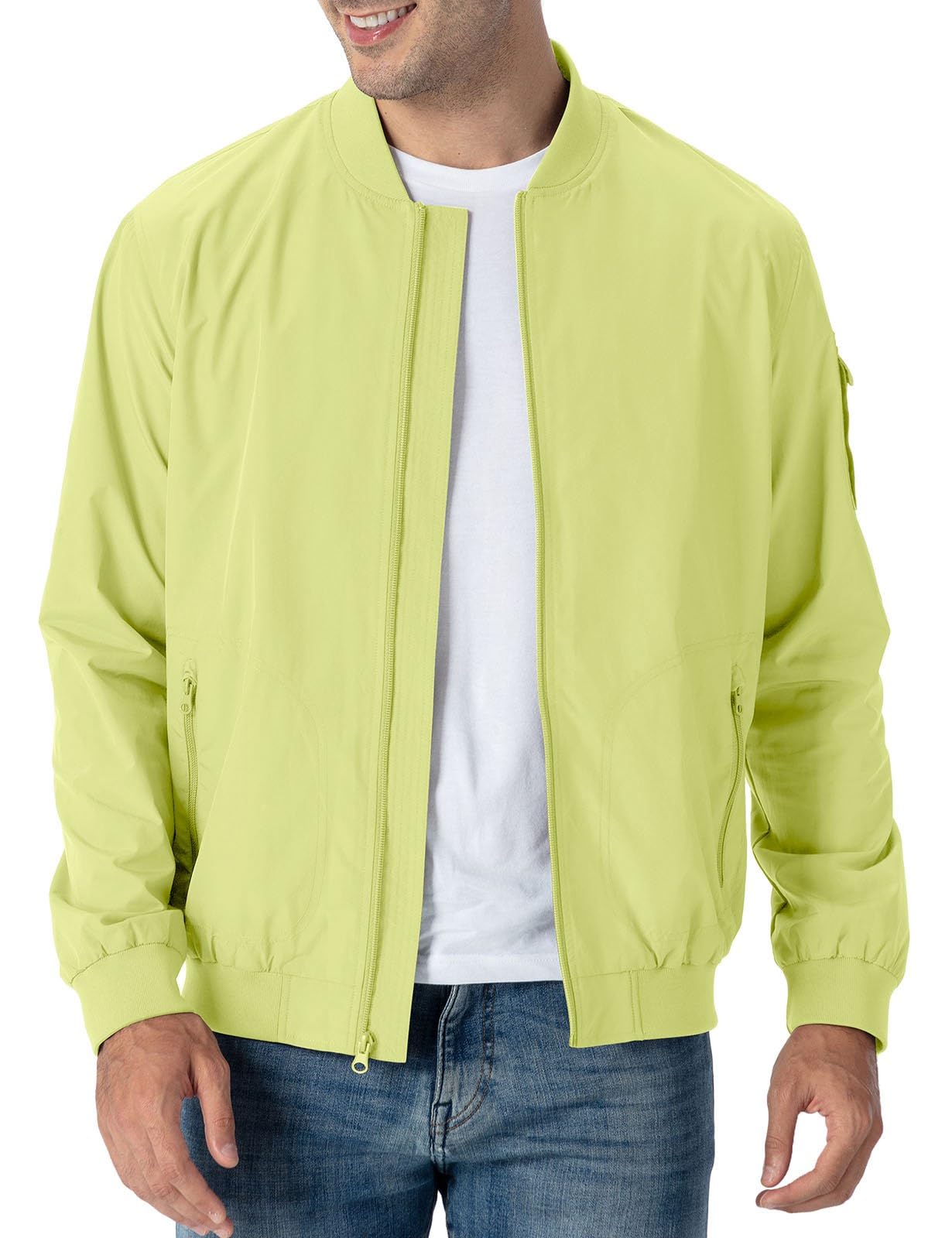 Rdruko Men's Lightweight Bomber Jacket Casual Stylish Fashion Coat Windbreaker(Lemon, US M)