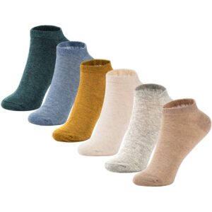 magiarte womens ankle socks soft pure cotton low cut athletic casual mutil color no show socks for women 6-pack (color#00l)