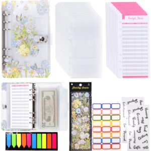 chezmax budget binder,envelope tracker set for saving money, a6 size cash expense envelopes with 1 diy sticker, 12 pcs monthly budgeting planner & money organizer pockets,1 3 pockets card sheet