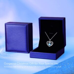 Gloffery 925 Sterling Silver Birthstone Heart Cut Halo CZ Pendant Necklaces for Women (Heart, Dec)