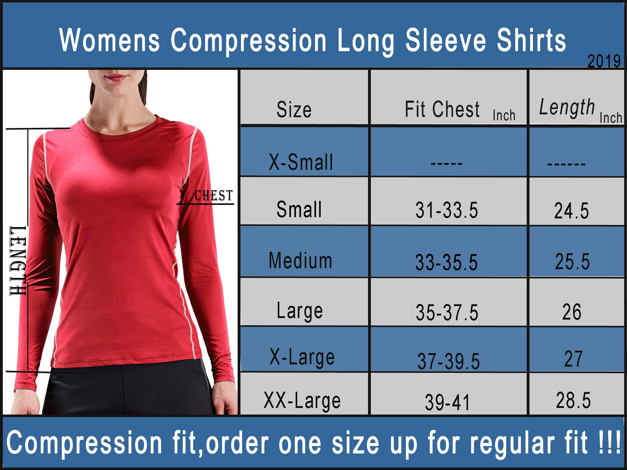 CADMUS Women's 3 Pack Running Compression Long Sleeve T Shirt,Black,Grey,Red,Small