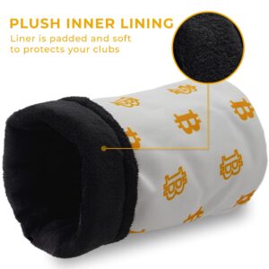 Golf Club Driver Headcover- Premium Bitcoin Barrel Style Golf Driver Head Covers- Durable Golf Club Cover Fits Most Drivers- Protective Golf Driver Head Cover for up to 460 cc Driver Woods