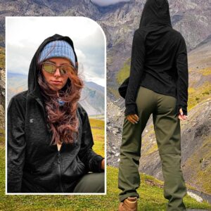 TBMPOY Womens UPF 50+ Sun Protection Hoodie Jackets Light Weight Long Sleeve Shirts Hiking Outdoor Full Zip Tops Black XXL