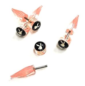 16g pair playboy bunny steel short taper fake cheater ring earrings body jewelry style 88888-377