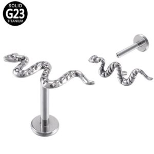 16G G23 TITANIUM INTERNALLY THREADED 3D SNAKE EAR LABRET TRAGUS HELIX CONCH STUD Style 88888-910