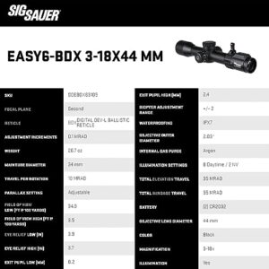 SIG SAUER EASY6-BDX Riflescope with Integrated BDX Ballistic Data Xchange | Compact Lightweight Waterproof Rifle Scope for Hunting, Shooting & Tactical Engagements