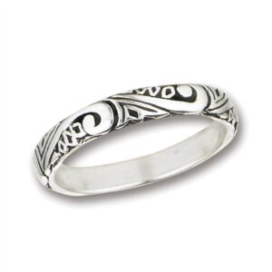 swirl scroll wedding thumb ring .925 sterling silver stackable band size 10