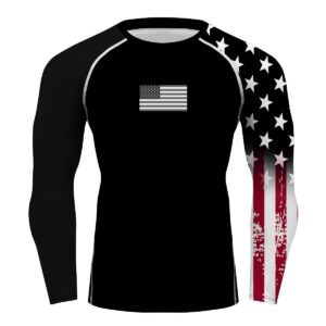 american flag mens long sleeve rash guard compression gym trainning casual tops for bjj jiu jitsu