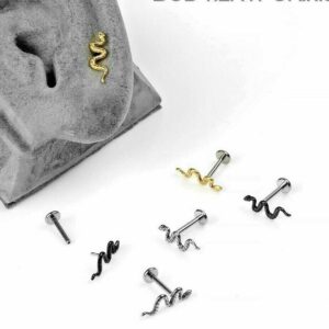 16G G23 TITANIUM INTERNALLY THREADED 3D SNAKE EAR LABRET TRAGUS HELIX CONCH STUD Style 88888-910