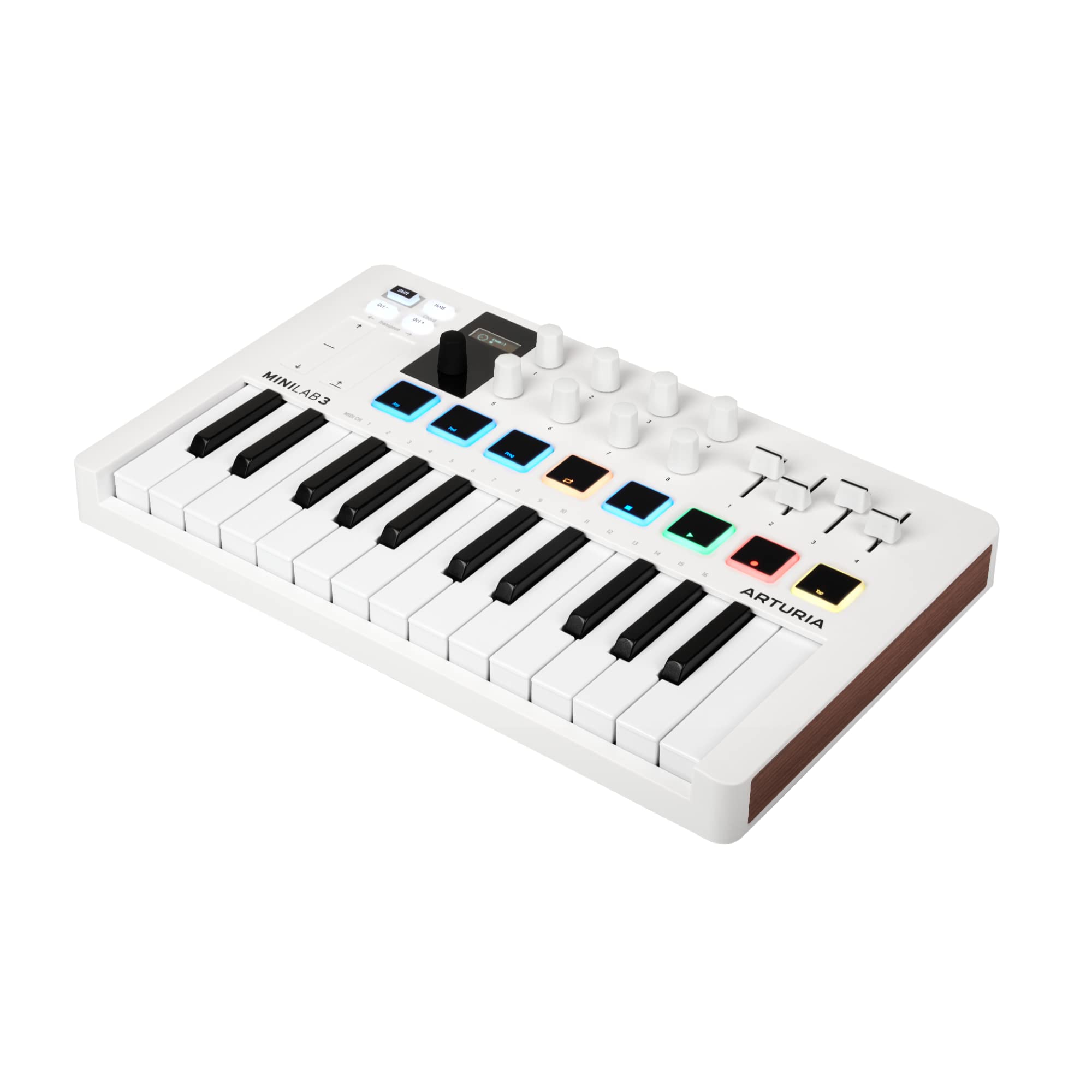 Arturia MiniLab 3 - Universal MIDI Controller for Music Production, with All-in-One Software Package - 25 Keys, 8 Multi-Color Pads - White