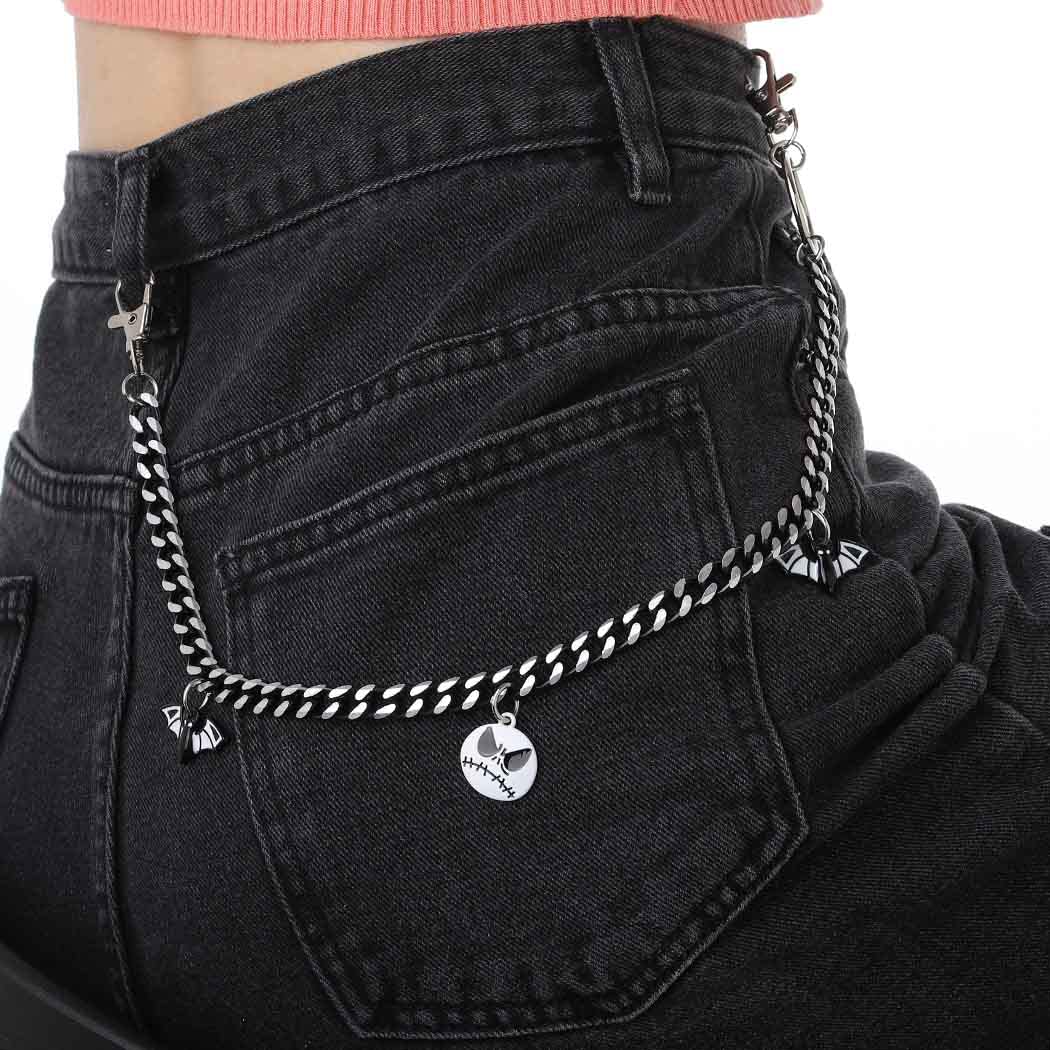 Tgirls Punk Jean Chain Silver Goth Pants Chain Hip Hop Wallet Chain Skeleton Keychain Bat Ghost Layered Trouse Chains Halloween Christmas Jewelry Accessorise for Women (Bat)