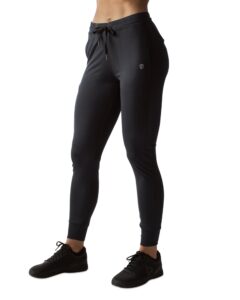 born primitive rest day athleisure joggers for women (medium, black) - womens joggers with zippered back pockets - ultra-soft, stretchable comfy jogging pants for running, yoga & workout