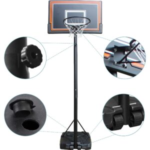 Basketball Hoop Outdoor 7-10FT Adjustable Basketball Goal, 44in Outdoor Basketball Hoop & Goals for Kids, Youth, and Adults in The Backyard with Blackboard & Wheels