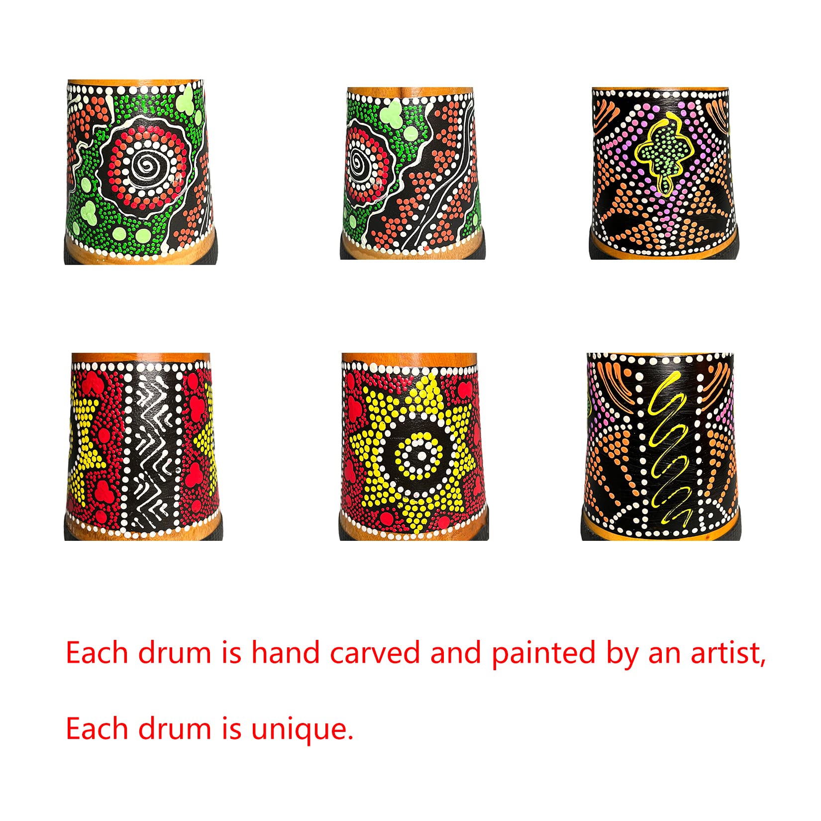 RUOSWTE 8-inch Djembe Drum，Djembe，Percussion Music Bongo, West African Style（ Log painting）