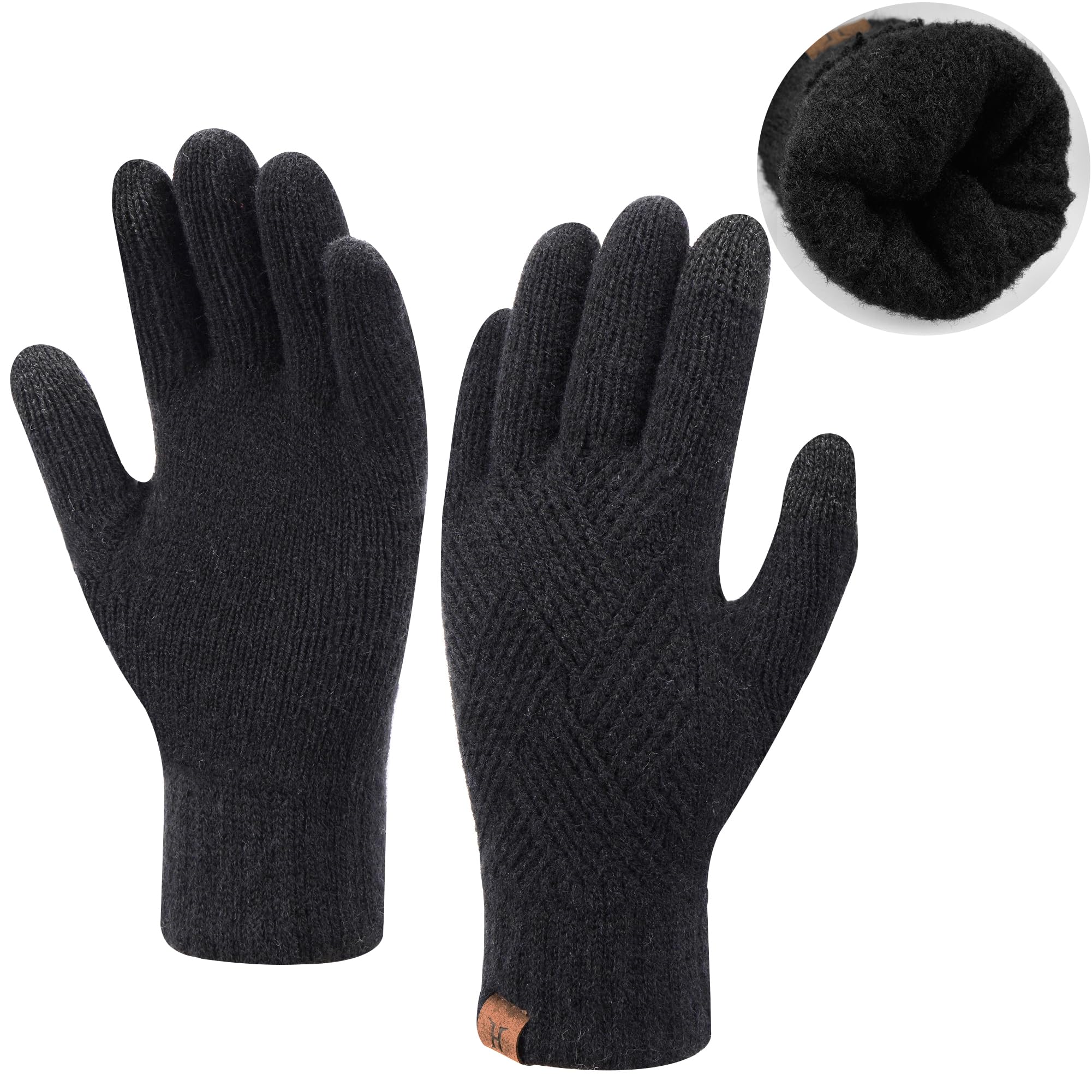 FZ FANTASTIC ZONE Women Winter Warm Knit Touchscreen Gloves Cold Weather with Thermal Fleece Lined