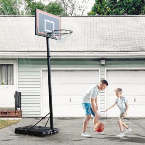 Basketball Hoop Outdoor 7-10FT Adjustable Basketball Goal, 44in Outdoor Basketball Hoop & Goals for Kids, Youth, and Adults in The Backyard with Blackboard & Wheels