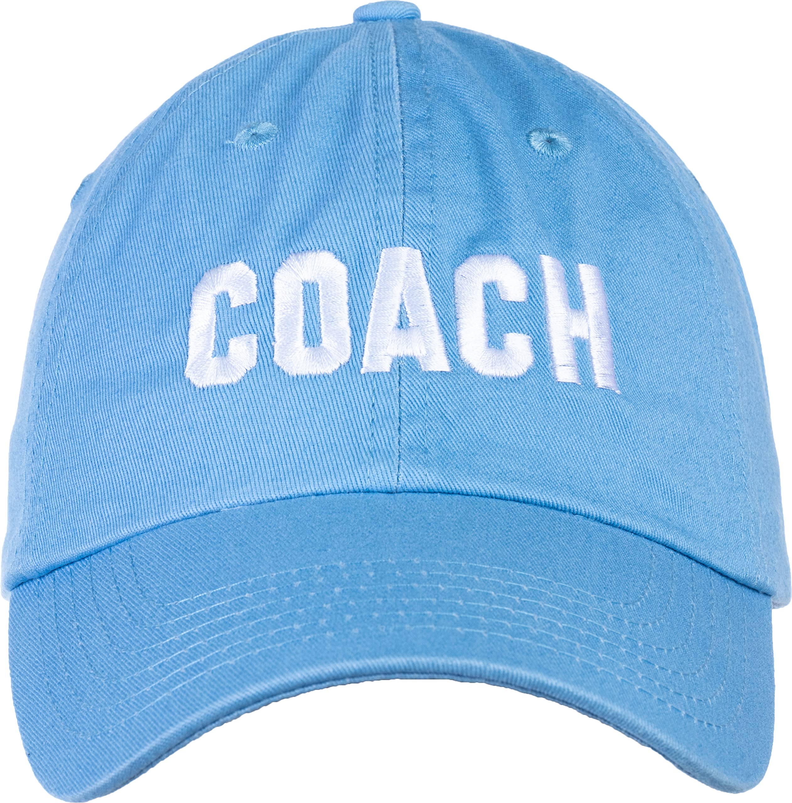 Ann Arbor T-shirt Co. Coach | Carolina Blue Coaching Baseball Hat, Men & Women Team Cap - (SkyBlue, DadHat)