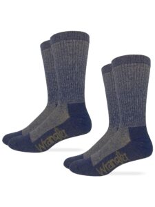 wrangler riggs workwear mens merino wool blend mid calf boot socks 2 pair pack (denim)