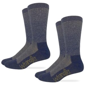 Wrangler Riggs Workwear Mens Merino Wool Blend Mid Calf Boot Socks 2 Pair Pack (Denim)