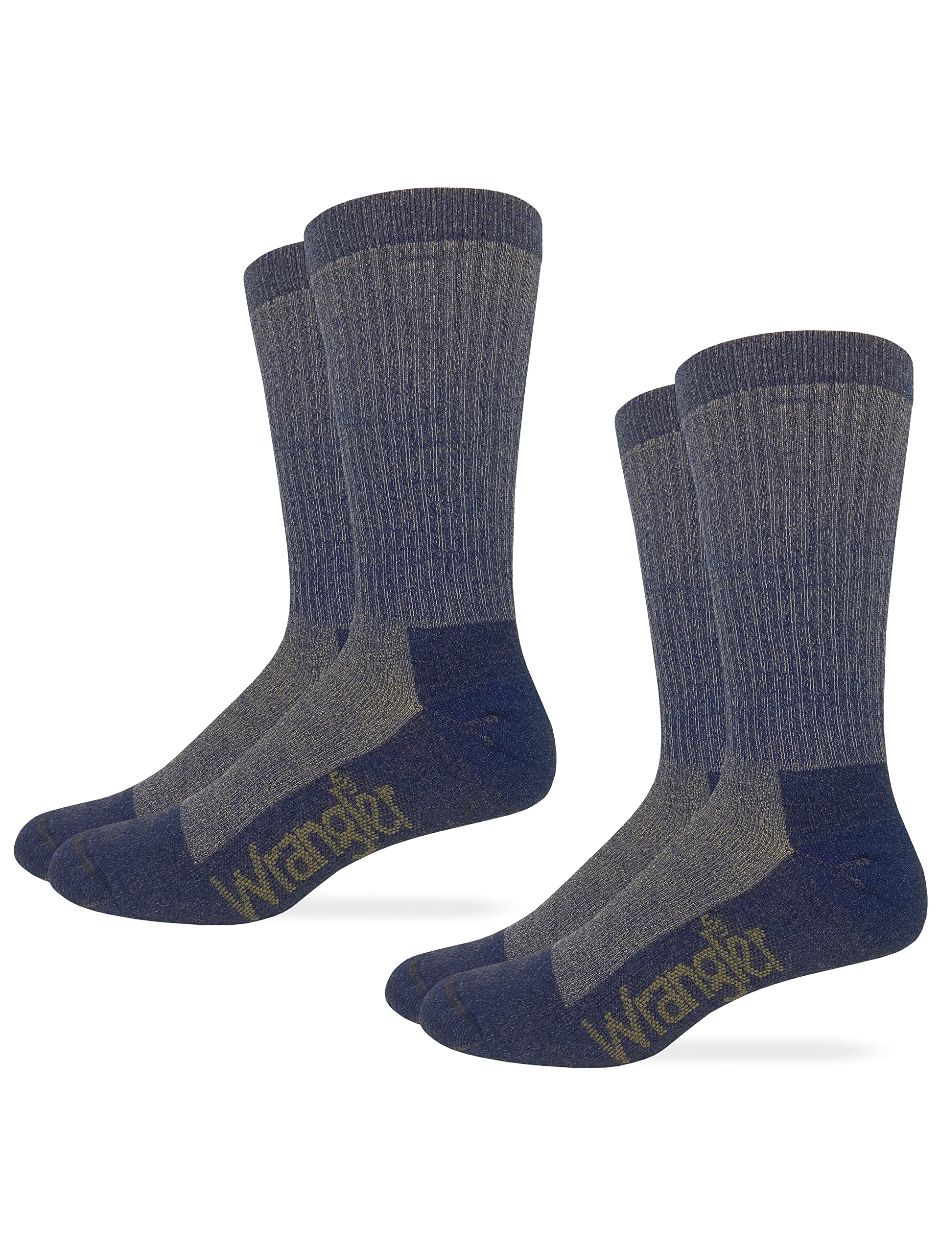 Wrangler Riggs Workwear Mens Merino Wool Blend Mid Calf Boot Socks 2 Pair Pack (Denim)